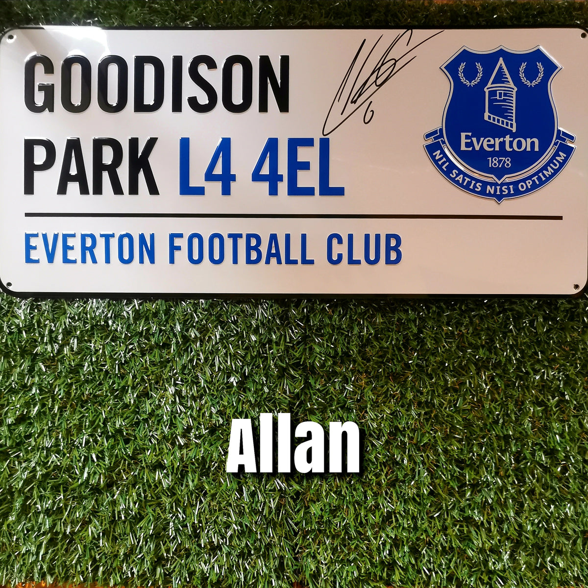 Allan signed Goodison Park Street Sign – Imagine Memorabilia